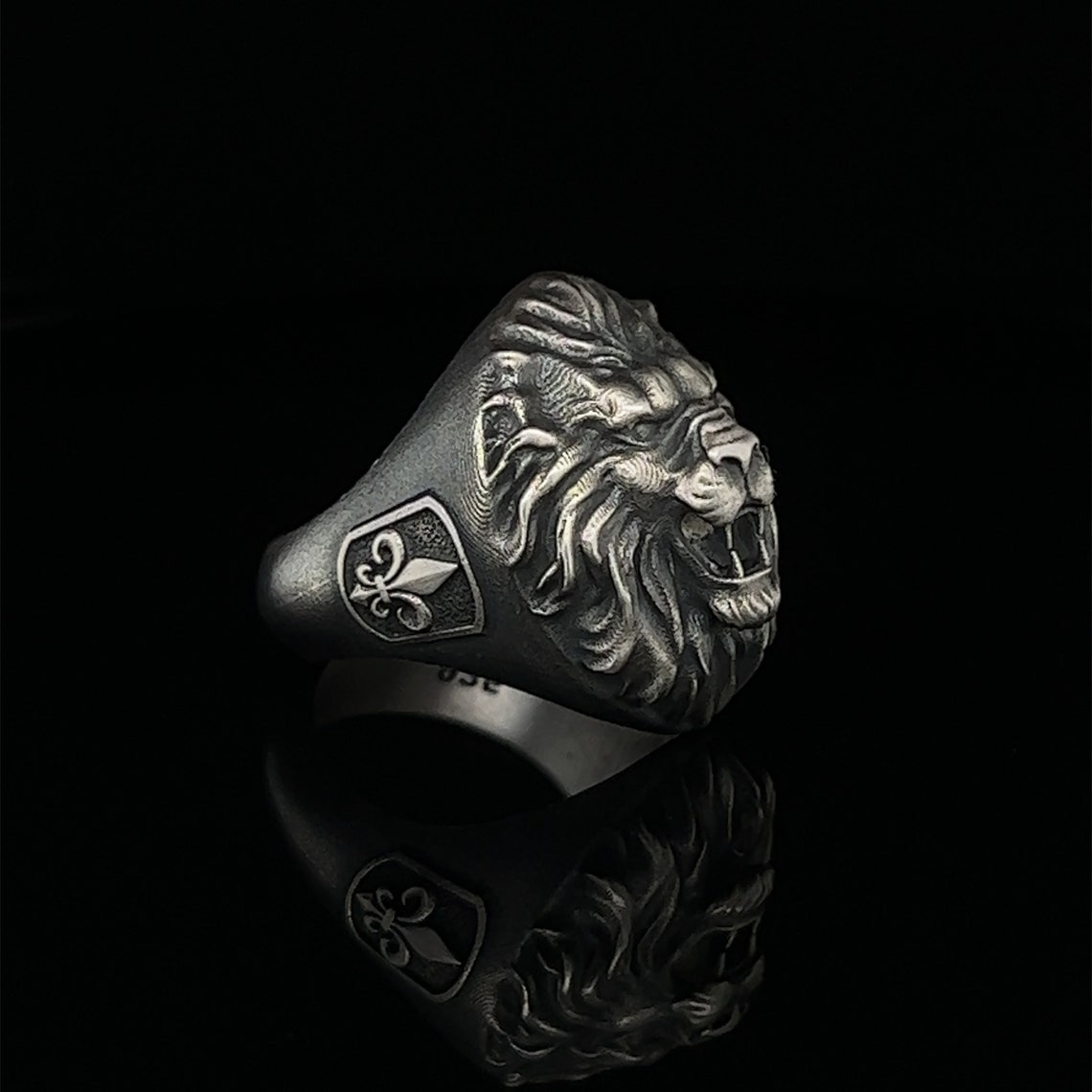 Lion Silver Ring Signet Ring for Men King Lion Ring Lion - Etsy