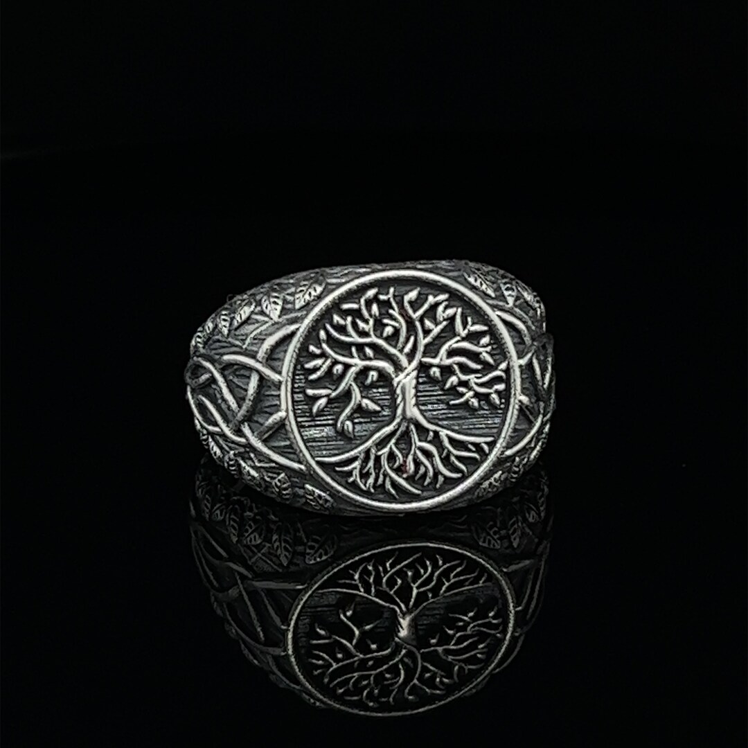 Handmade Minimalist Tree of Life Ring, Celtic Wedding Band in Sterling ...