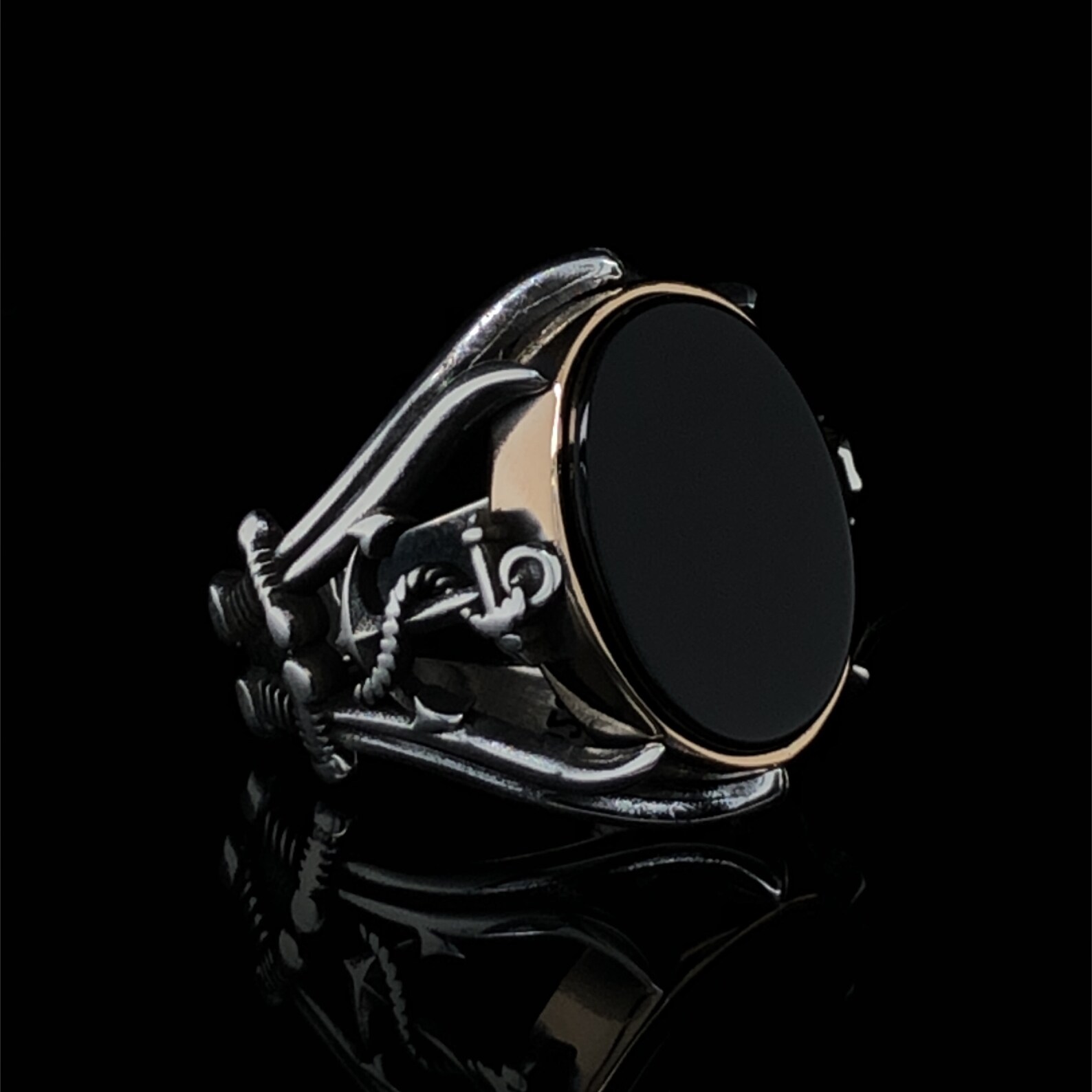 Mens Nautical Ring Navy Anchor Mens Ring Vintage Gothic | Etsy