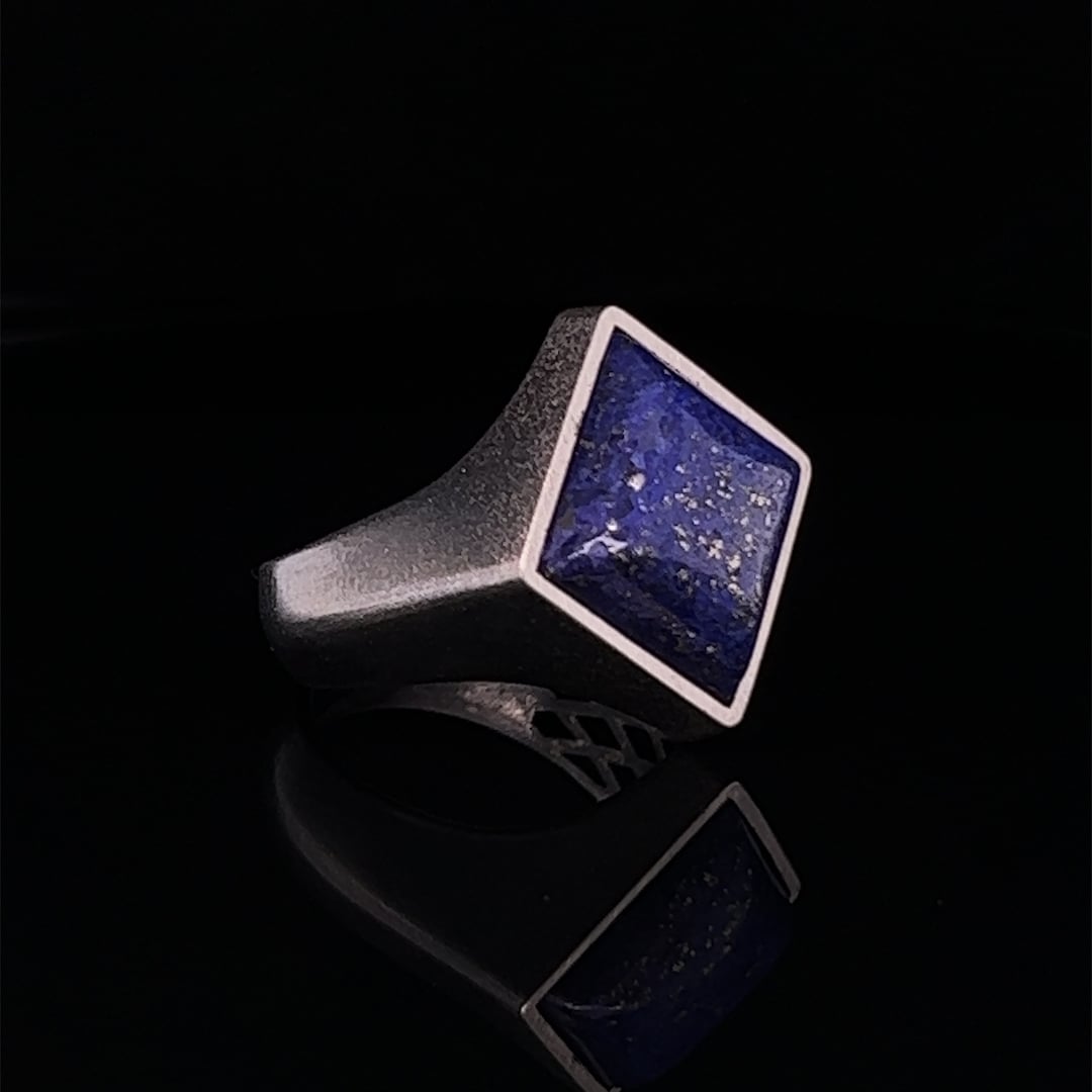 Lapis Lazuli Square Gemstone Ring, Square Lapis Lazuli Ring, Oxidized ...