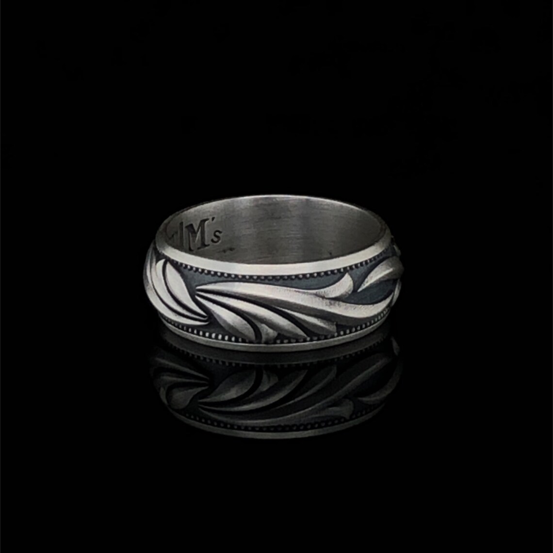 Engraved Handmade Silver Men's Ring Fashionable Wedding | Etsy