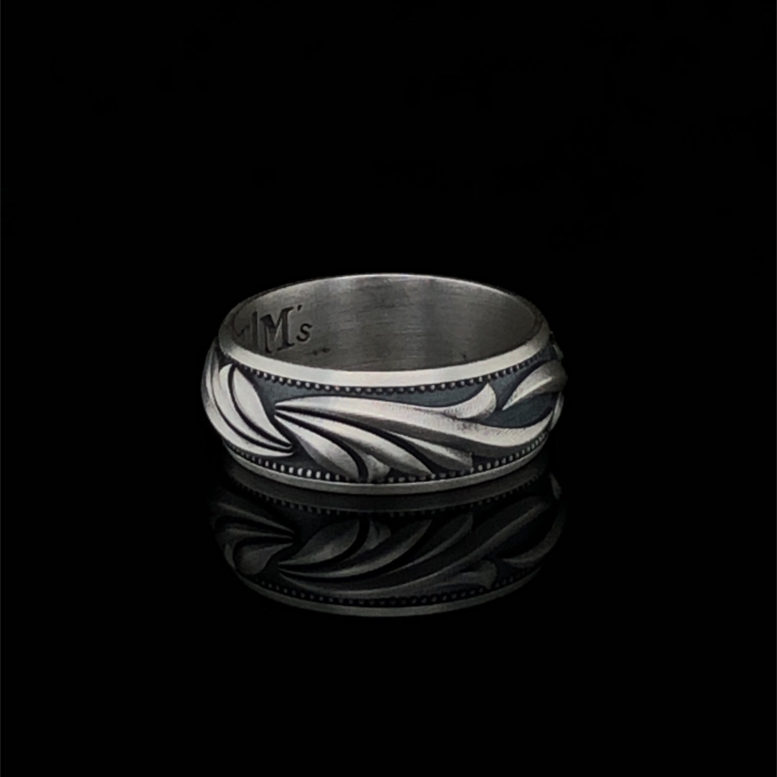 Engraved Handmade Silver Men's Ring Fashionable Wedding | Etsy