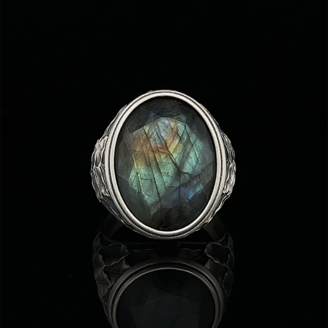 Labradorite Sterling Silver Ring, Faceted Labradorite Ring, Snake ...