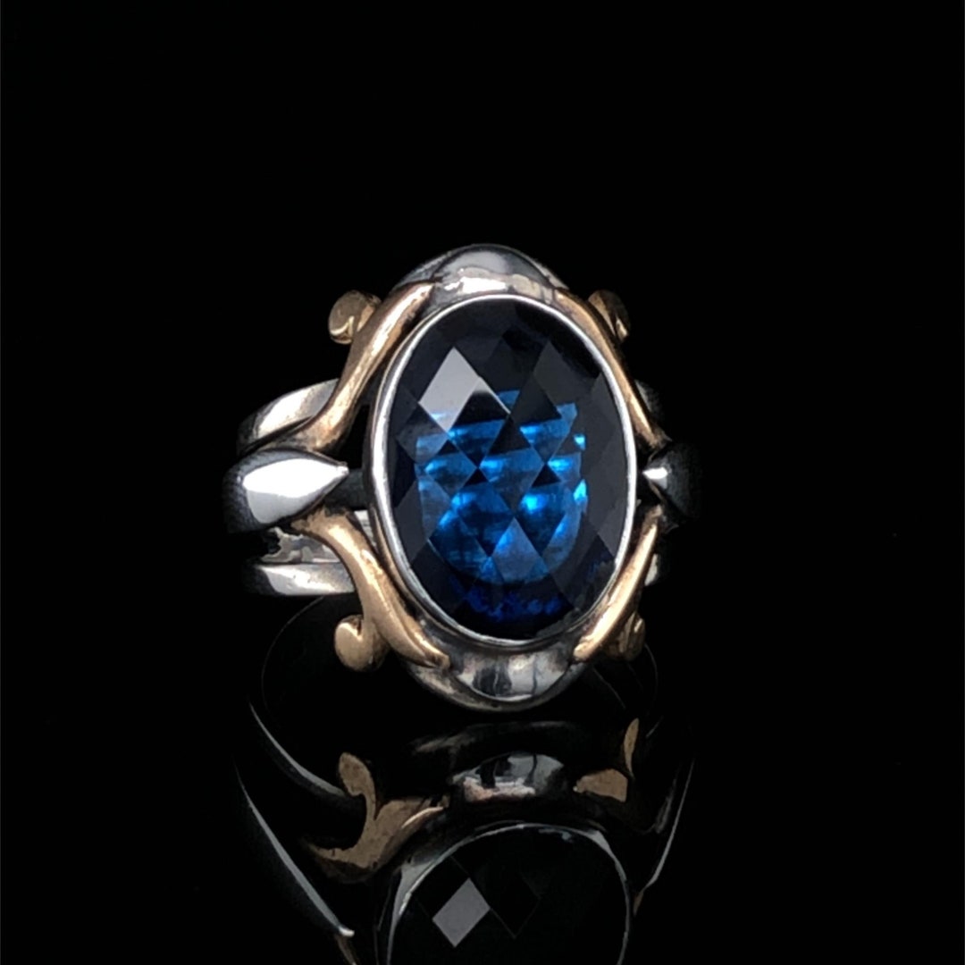 Large Gemstone Ring, Blue Stone Wedding Band, Custom Design Ring for ...