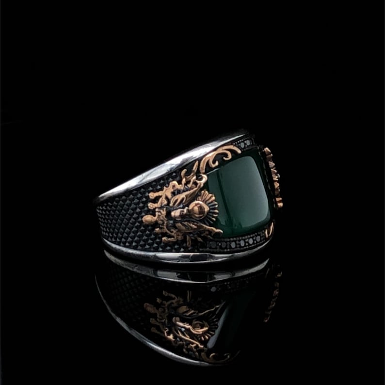 Unique Men's Warrior Ring Sterling Silver Oxidized Agate | Etsy