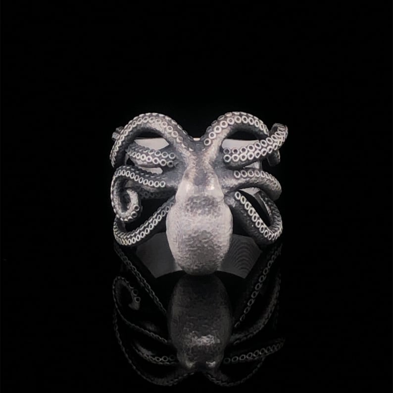 Silver Octopus Ring Signet Ring for Men Art Octopus Ring - Etsy