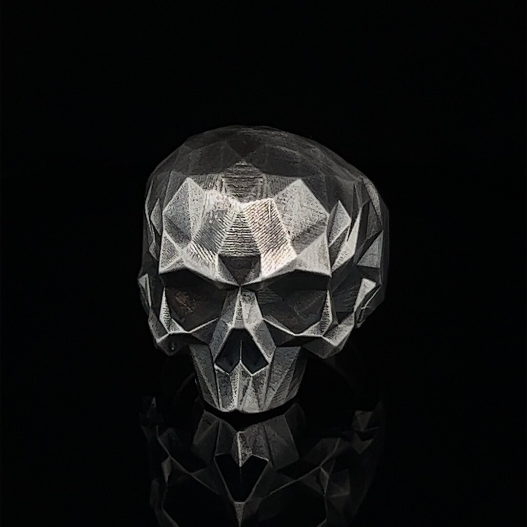 Skull Men's Silver Ring, Skull Punk Signet Ring, Huge Skull Ring ...