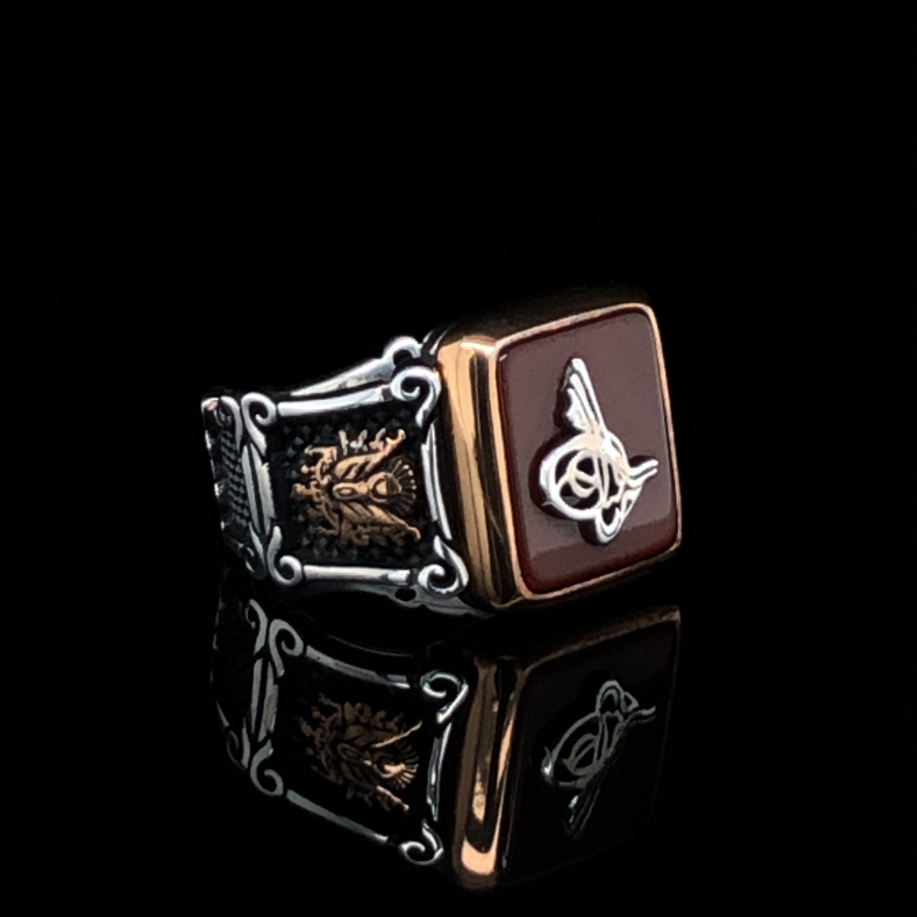 Agate Heraldic Design Ring Ottoman Signet Ring Histrorical | Etsy