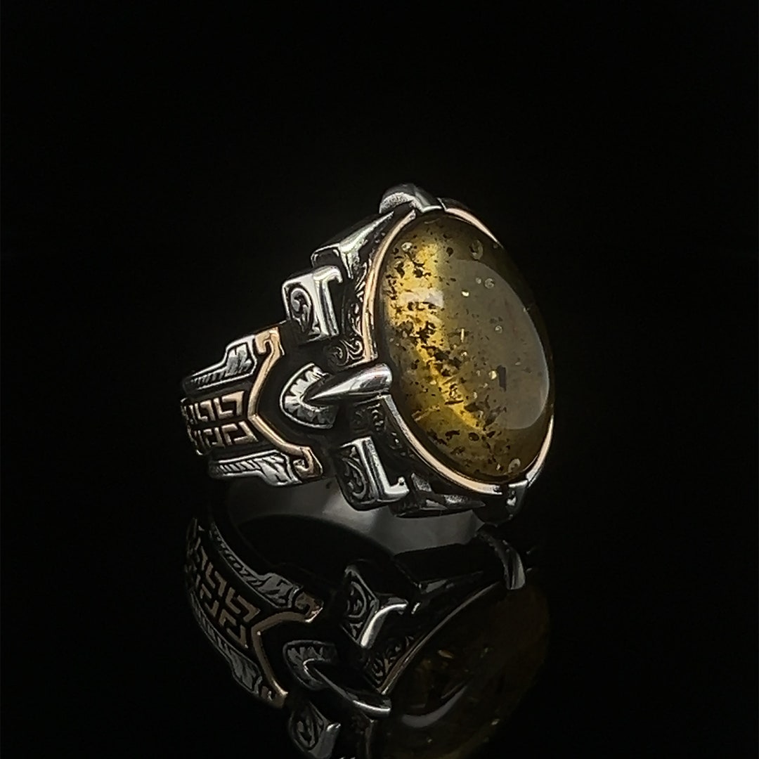 Vintage Style Amber Ring, 15x20 Mm Baltic Amber Ring, Antique Ring ...