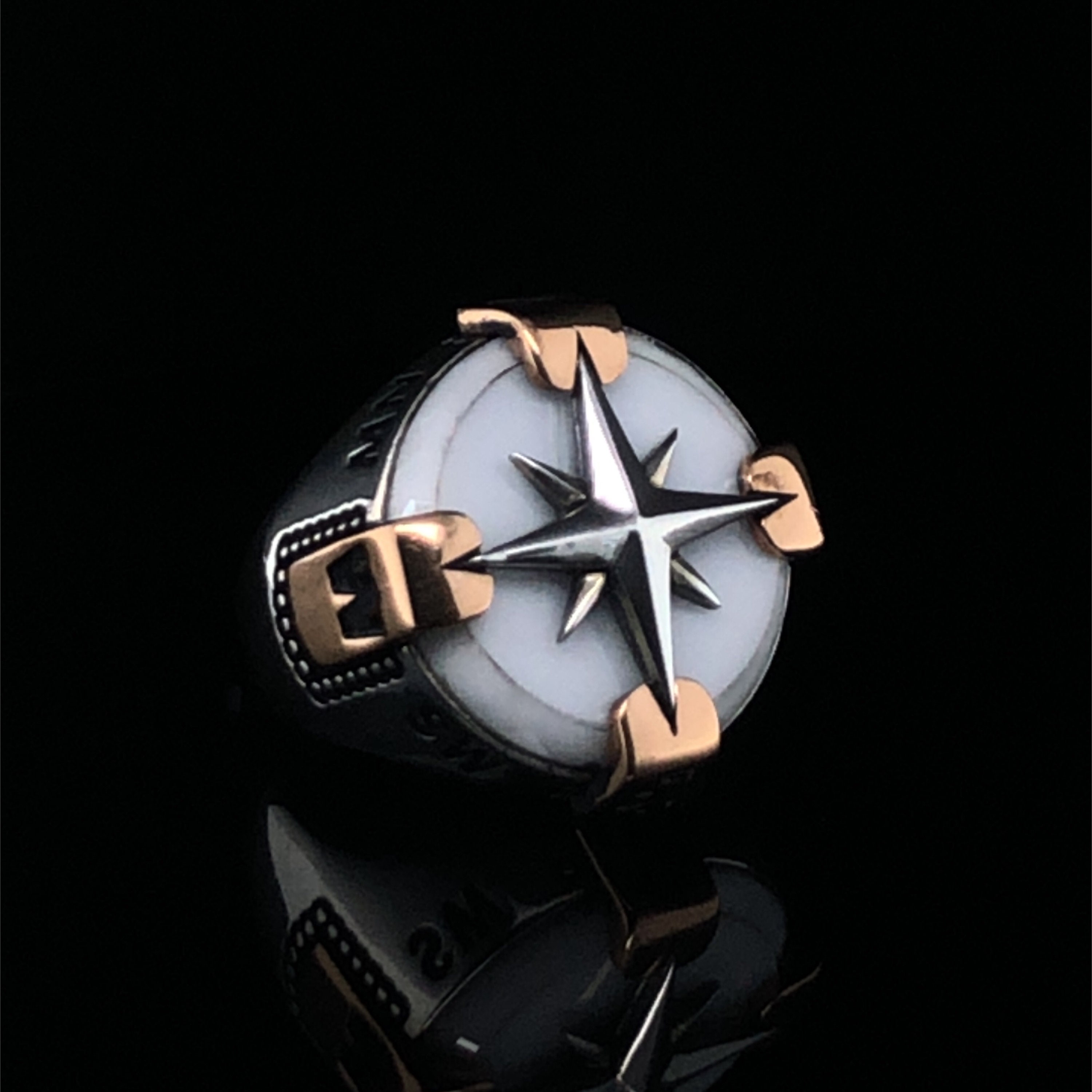 Men's Compass Ring Unique Sterling Silver White Gemstone - Etsy UK