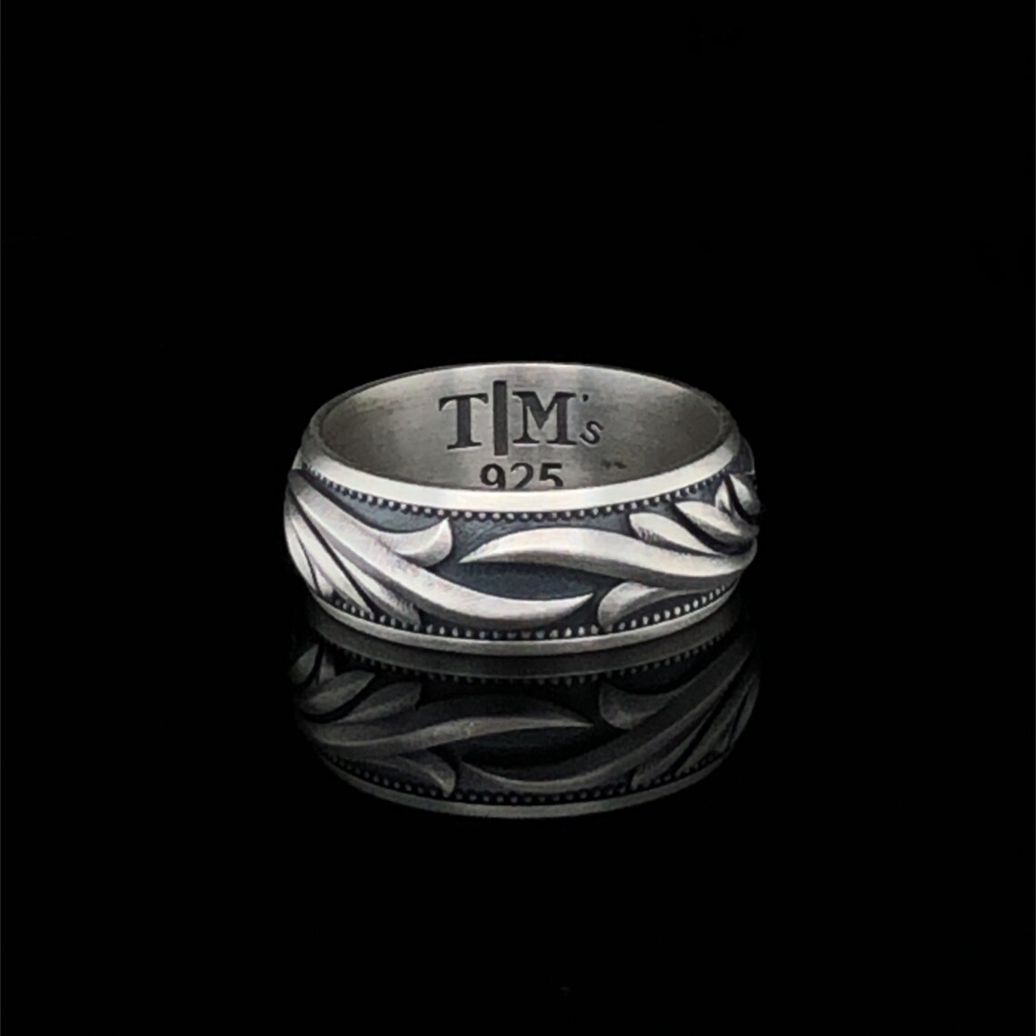 Engraved Handmade Silver Men's Ring Fashionable Wedding | Etsy