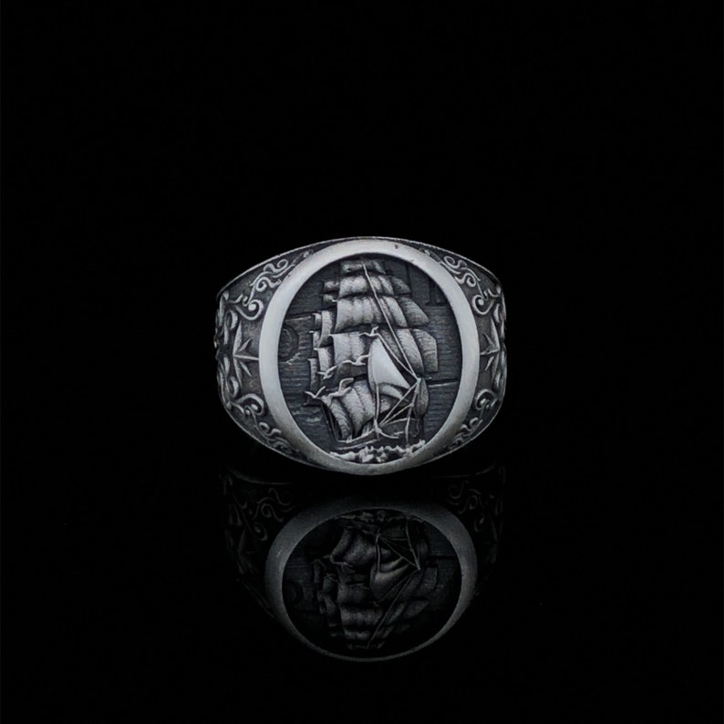 Sailboat Men's Ring Viking Pirate Ship Ring 925 Wind - Etsy