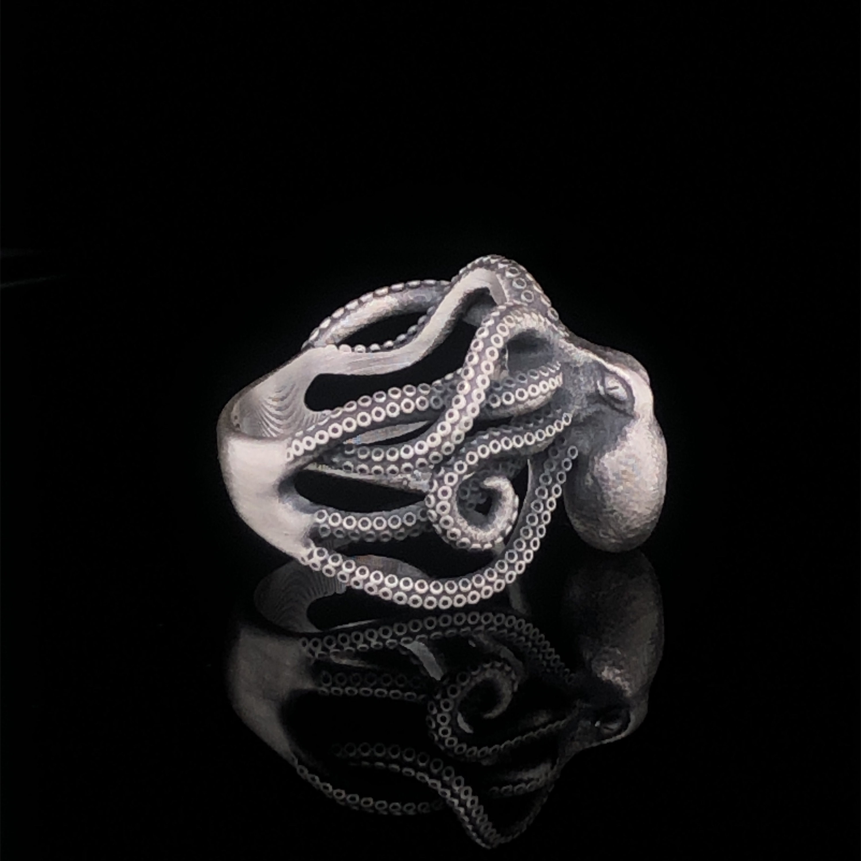 Silver Octopus Ring Signet Ring for Men Art Octopus Ring - Etsy