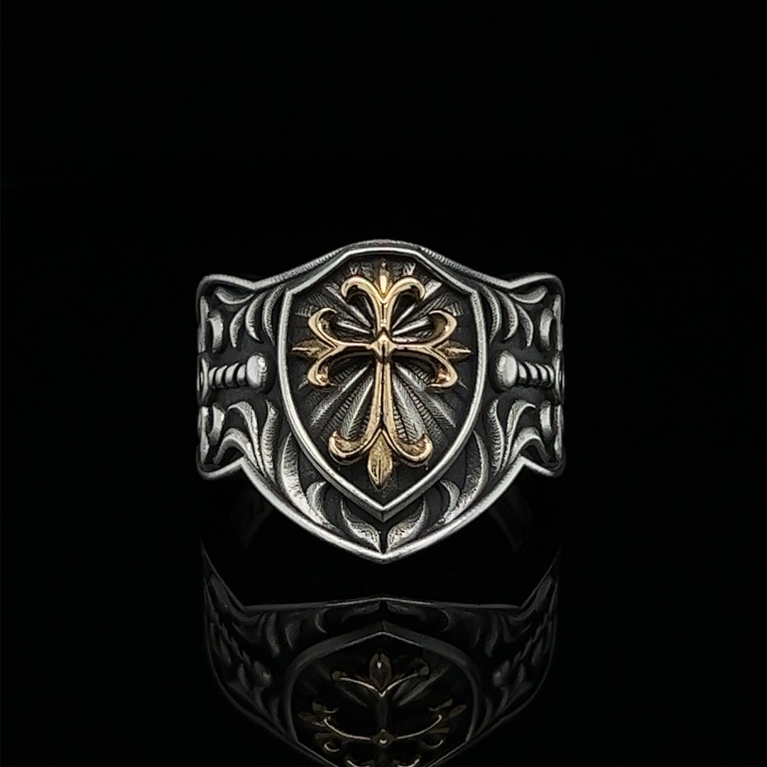 Cross Signet Men's Ring, Christian Cross Silver Ring, Religious Jewelry ...