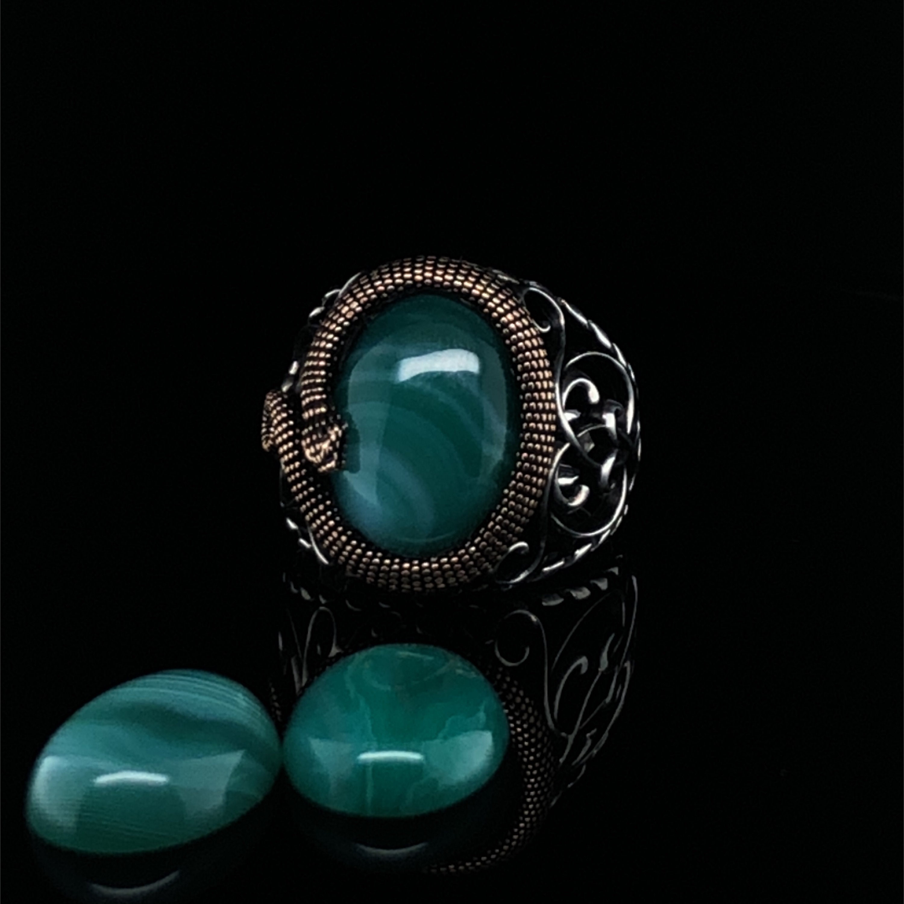 Green Agate Gemstone Ring Gothic Snake Ring Handmade Jewelry | Etsy