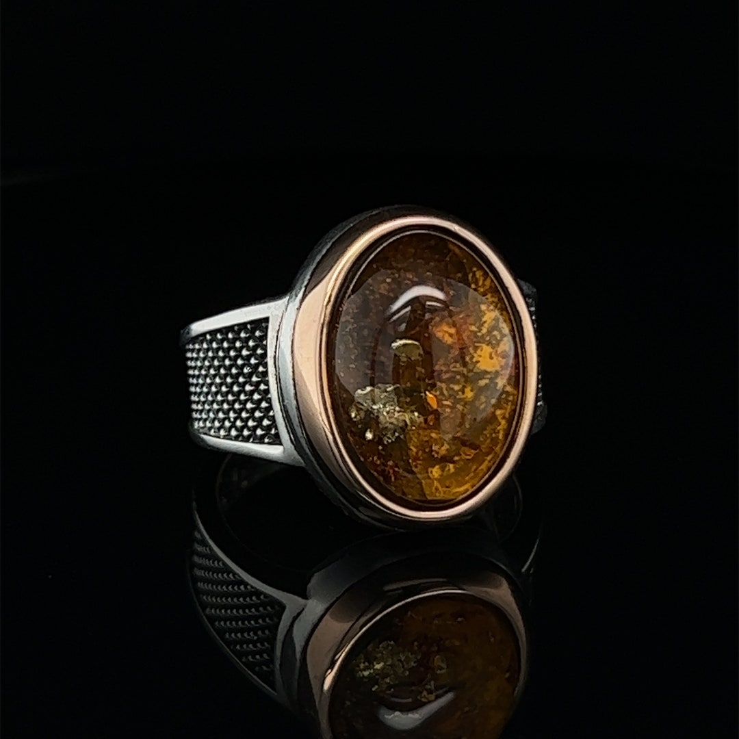 Elegant Amber Gemstone Ring, for Men Cool Jewelry, Statement Ring ...