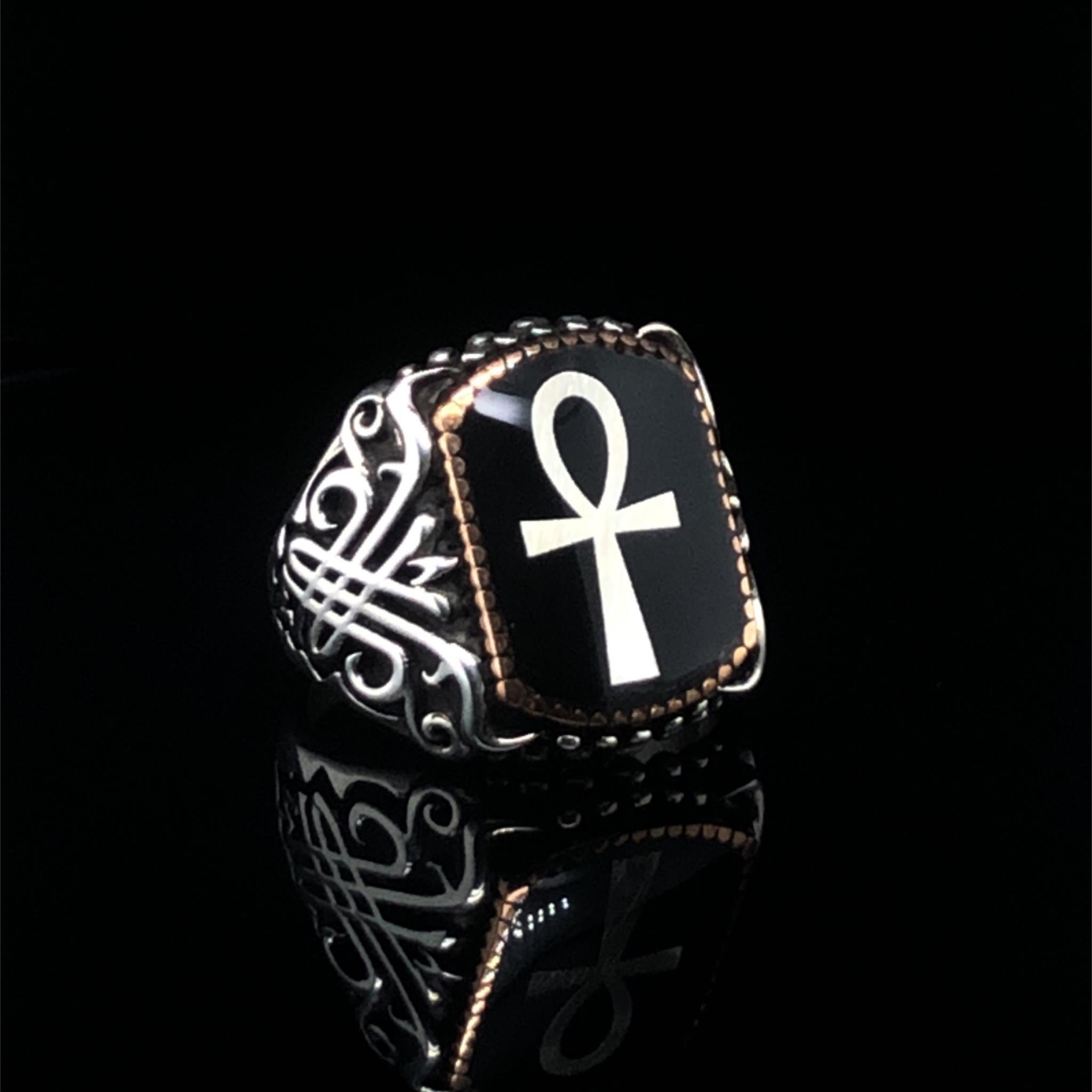 Ancient Egypt Symbol Silver Ring Custom Made Ankh Sterling | Etsy