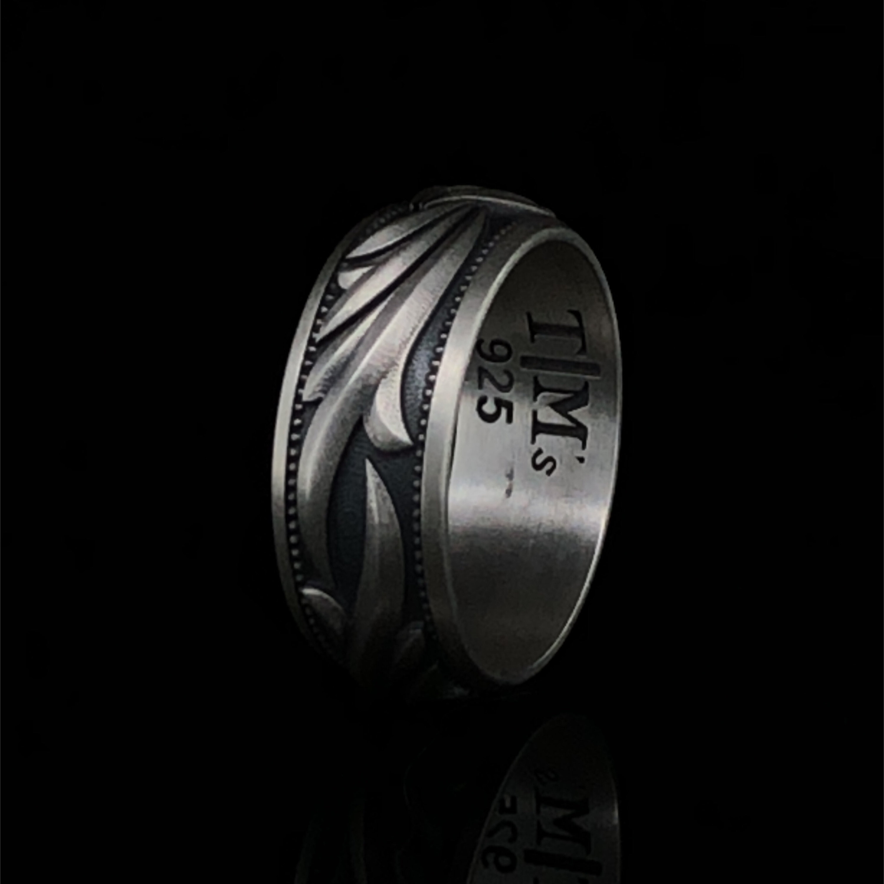 Engraved Handmade Silver Men's Ring Fashionable Wedding | Etsy