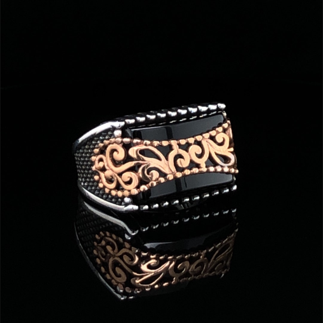 Black Stone Men's Ring, Sterling Silver Jewelry, Alternative Wedding ...