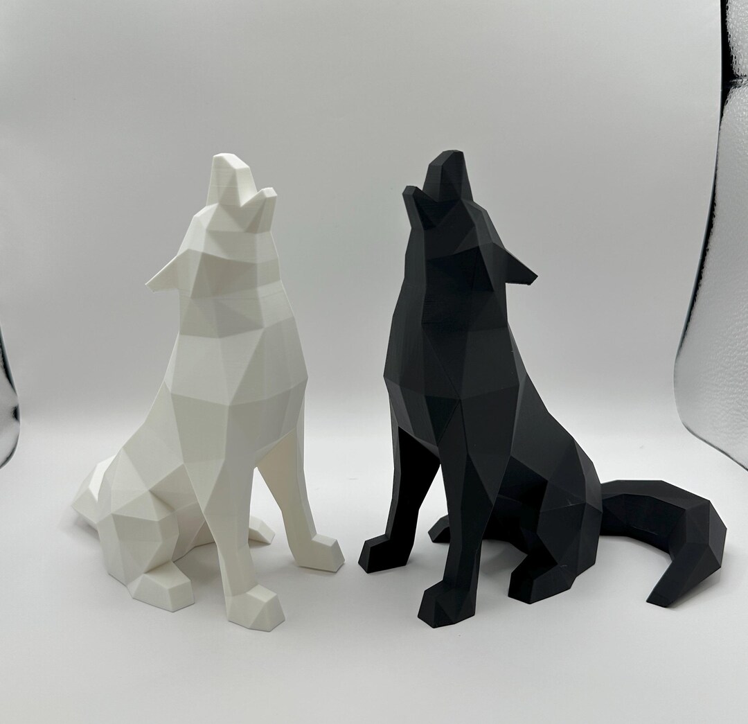 3d-printed Low-polygon Wolf Sculpture – Geometric Modern Decor - Etsy