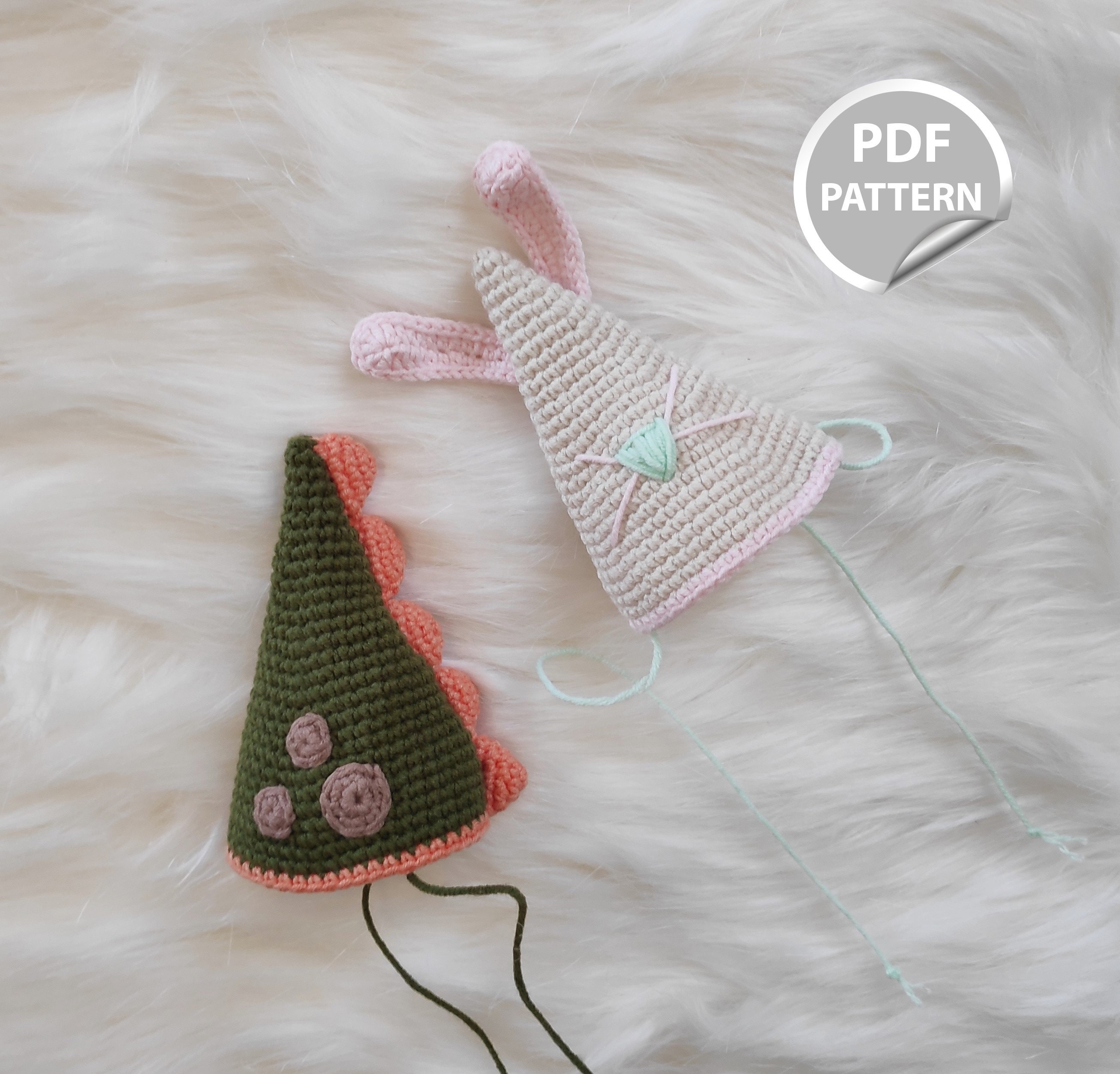 Birthday Hat Pattern Crochet Party Hat Crochet Dinosaur | Etsy