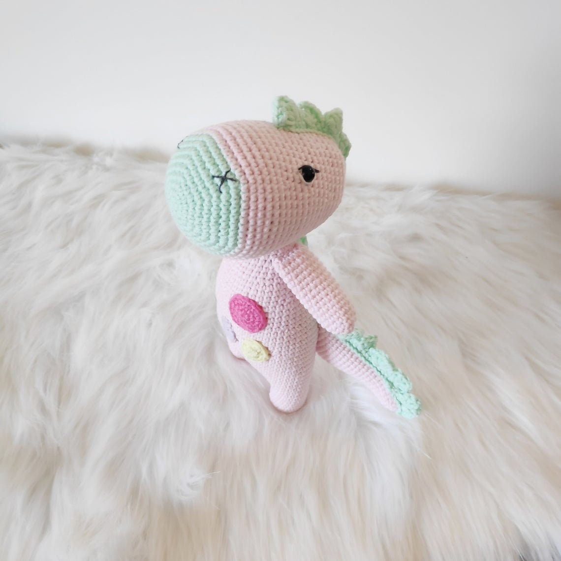 Pink Dinosaur Pattern Amigurumi Crochet pink T-Rex pattern | Etsy