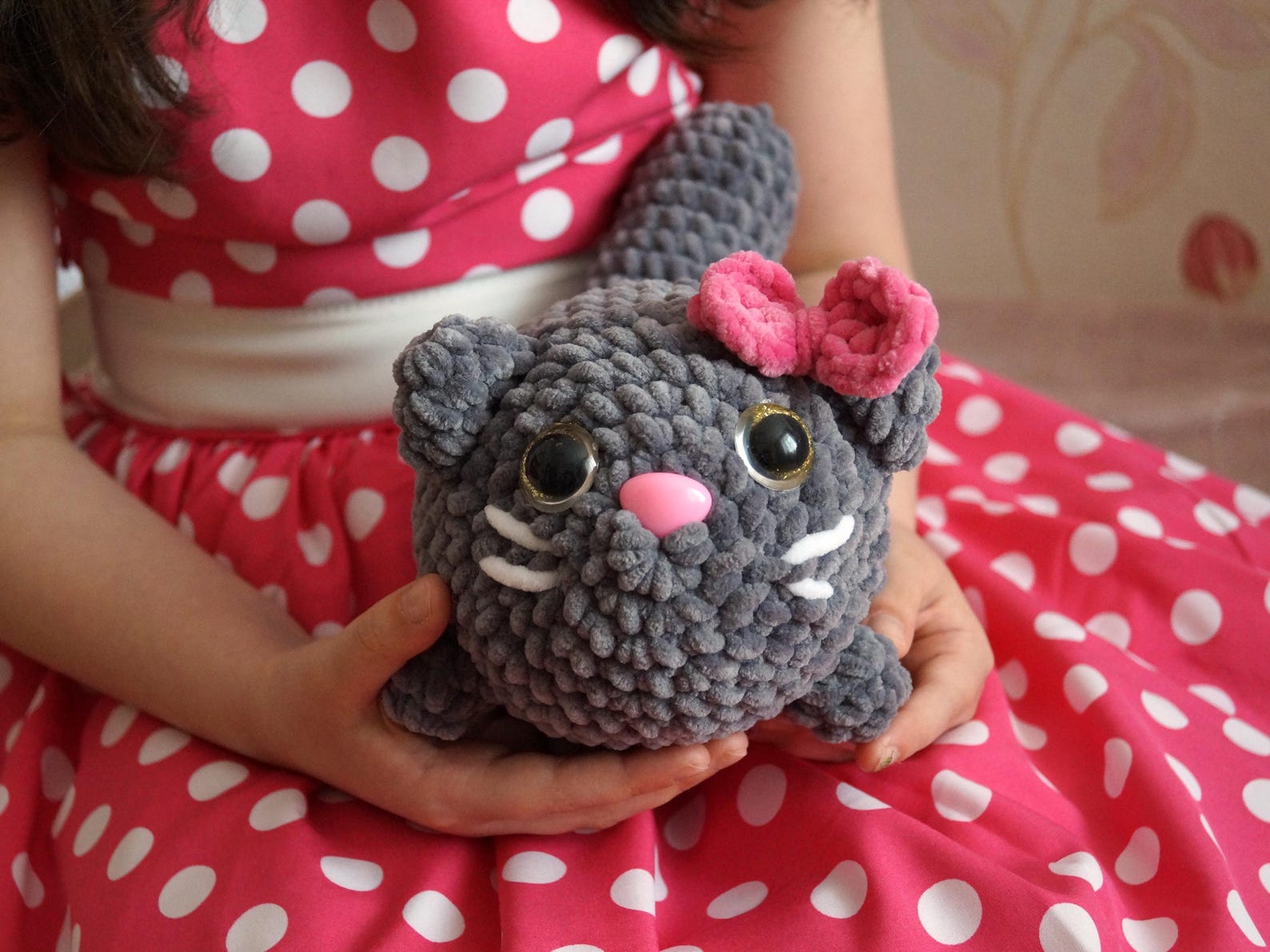 Gray Cat Crochet Pattern: Amigurumi Kitty With Bow (PDF Download) - Etsy