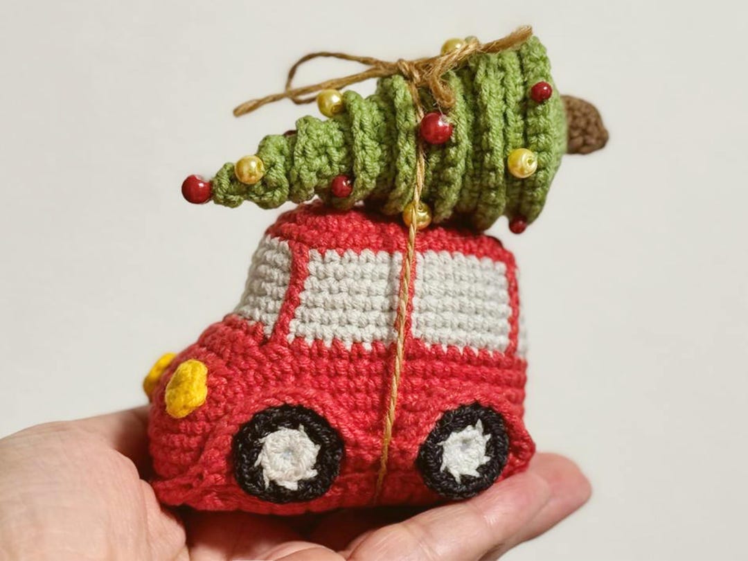 Crochet Car & Christmas Tree Pattern: Amigurumi Holiday Ornament (PDF ...