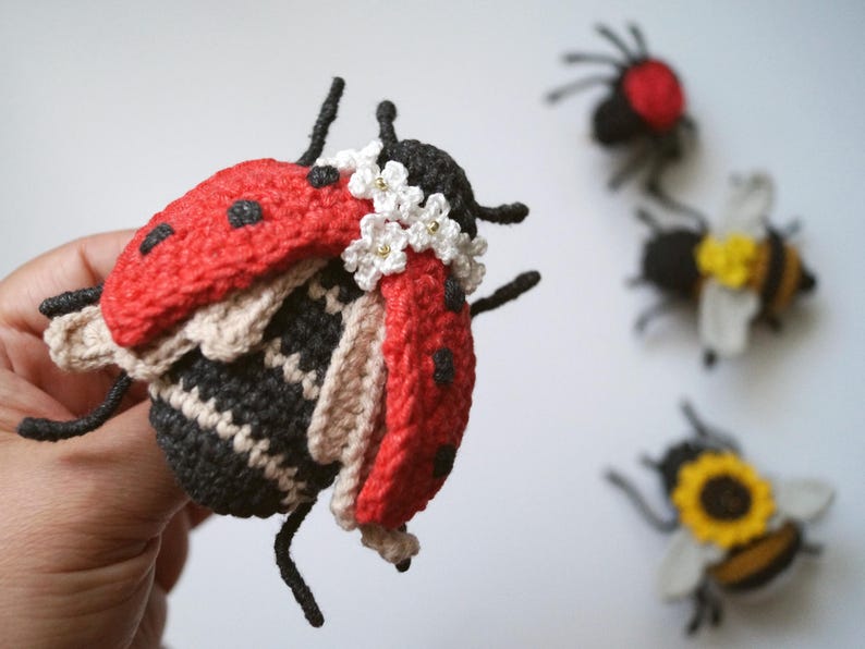 Crochet Insect Amigurumi Patterns: Bee, Bumblebee, Ladybug, Spider (PDF ...