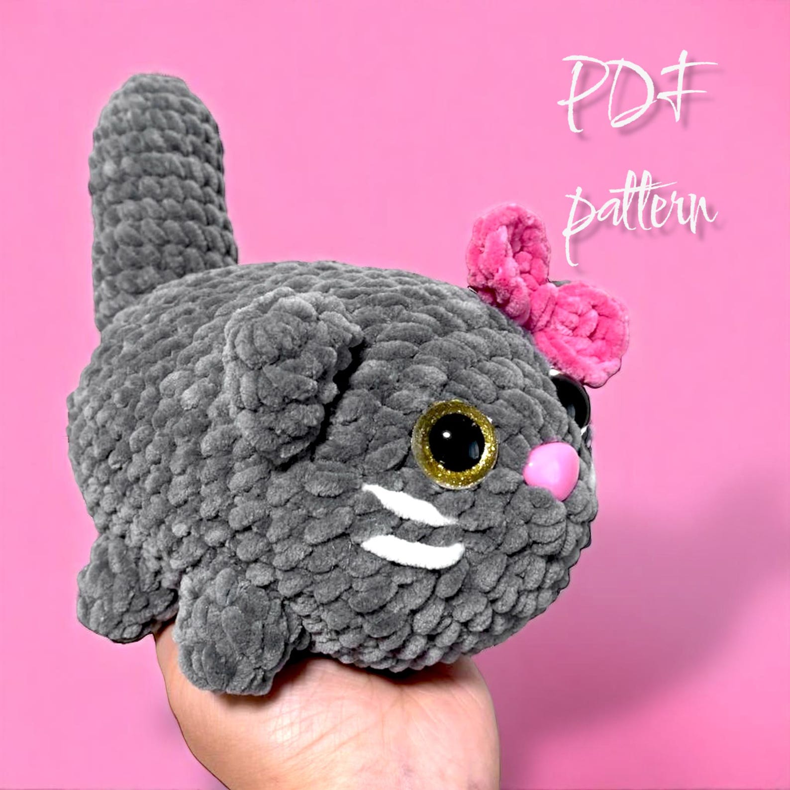 Gray Cat Crochet Pattern: Amigurumi Kitty With Bow (PDF Download) - Etsy