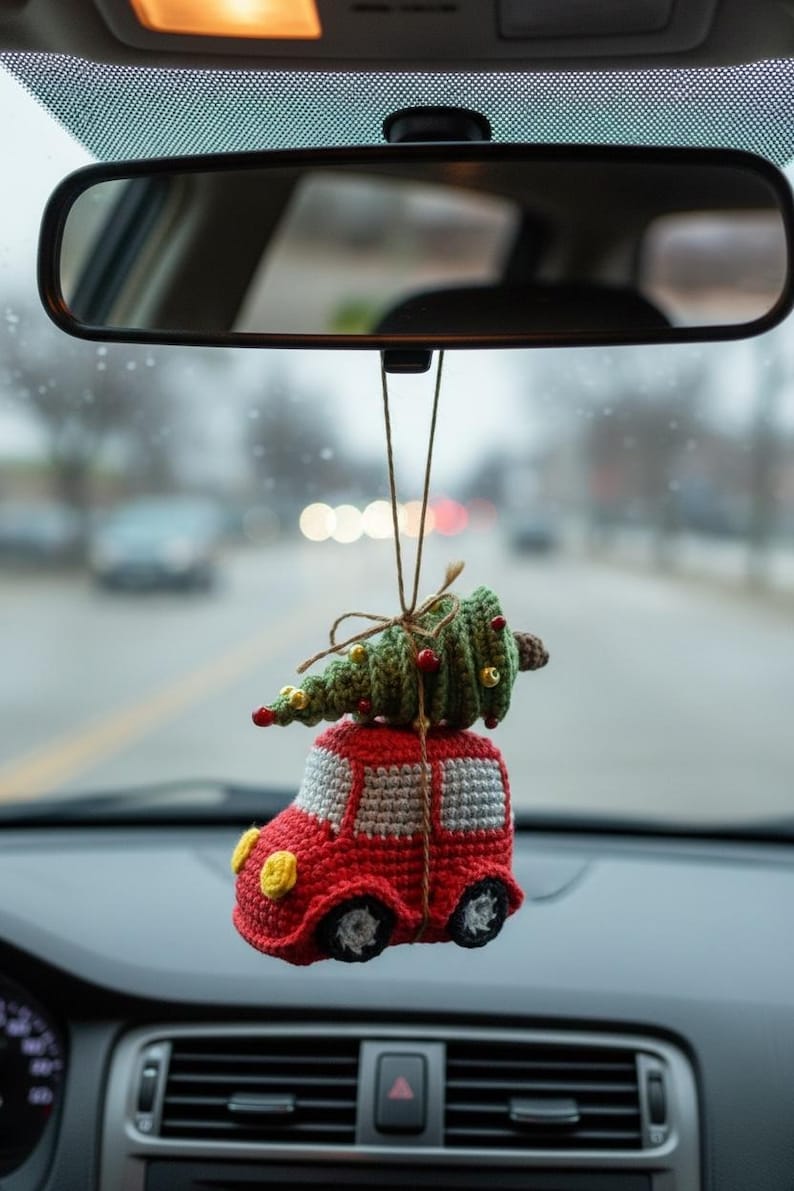 Crochet Car & Christmas Tree Pattern: Amigurumi Holiday Ornament (PDF ...