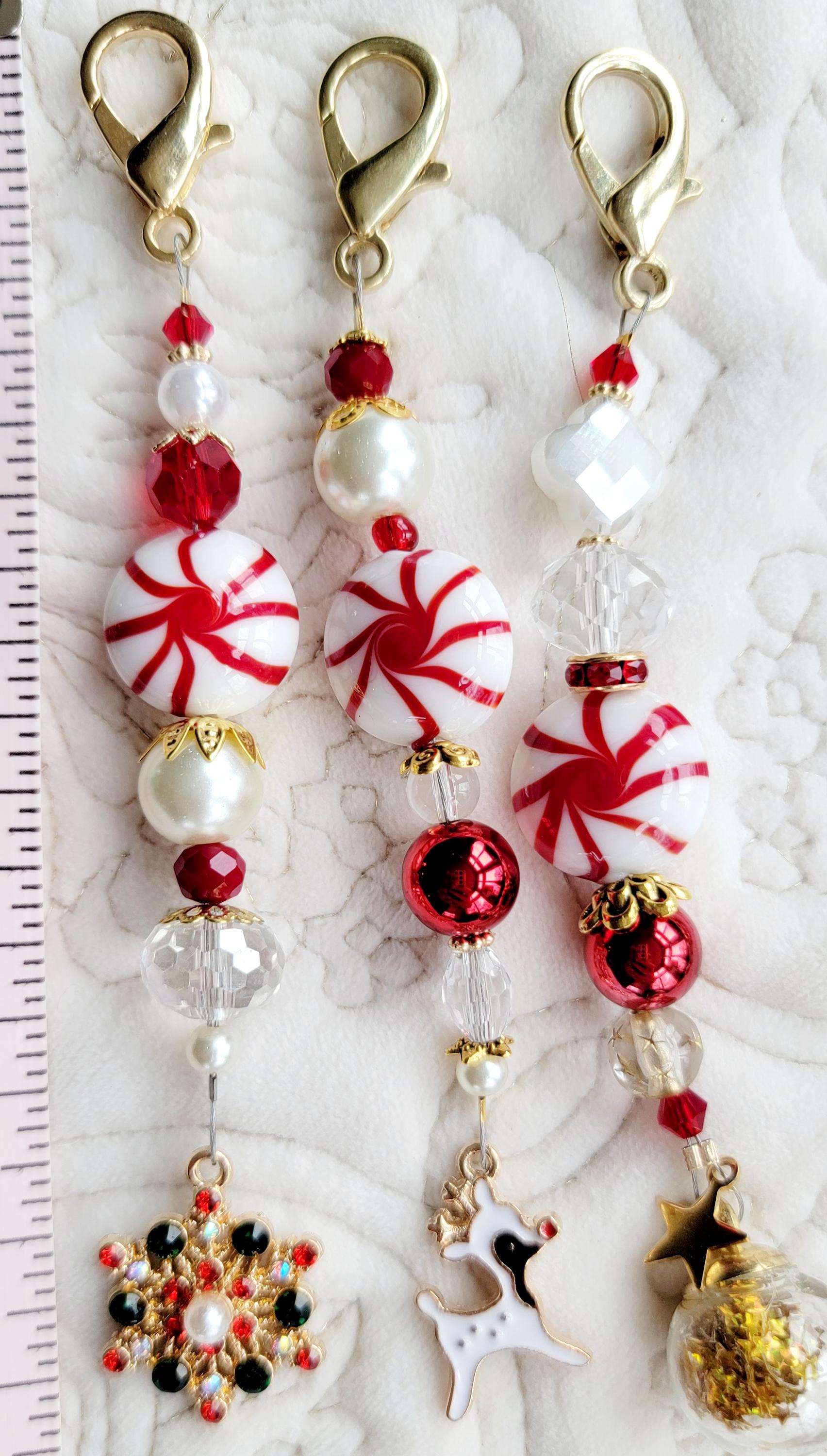 Candy Cane Scissor Fob Bead Fob Key Ring Fob Charms - Etsy