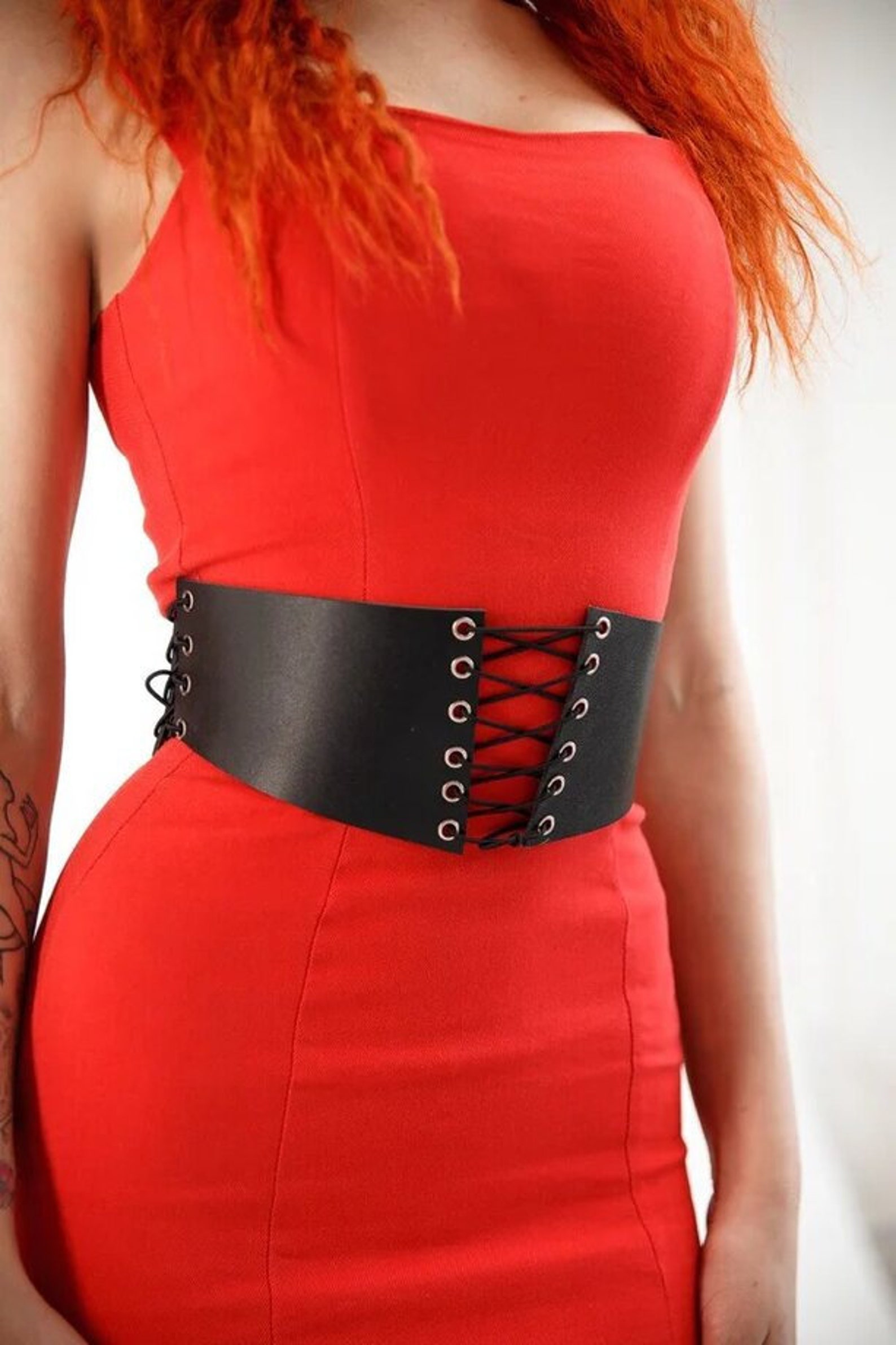 Black Leather Corset Corset Belt Women Leather Harness Sexy Etsy