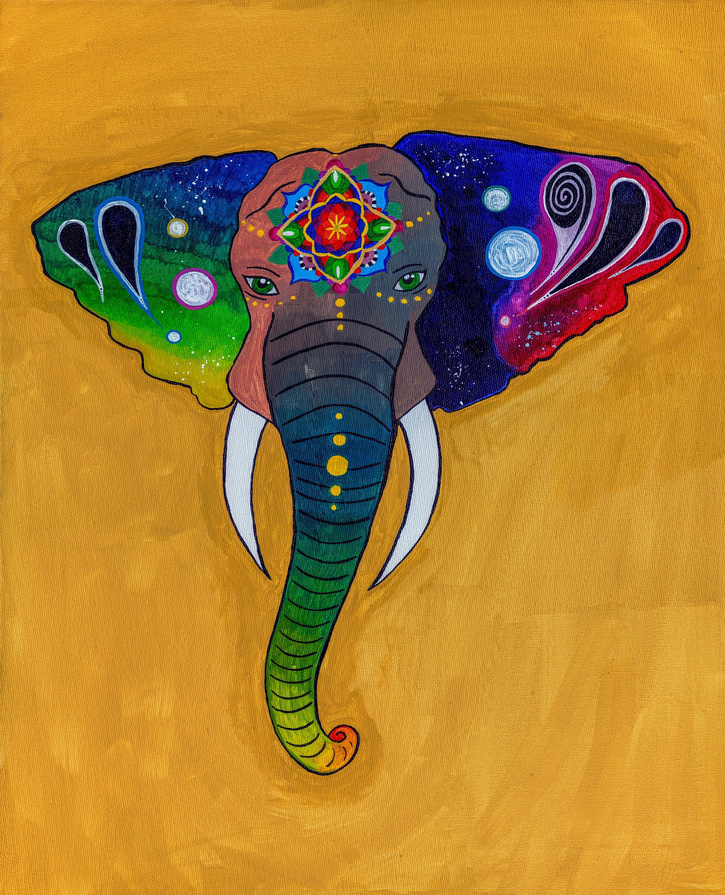 Colorful Elephant Painting, Elephant Print, Original Art, Elephant Wall ...