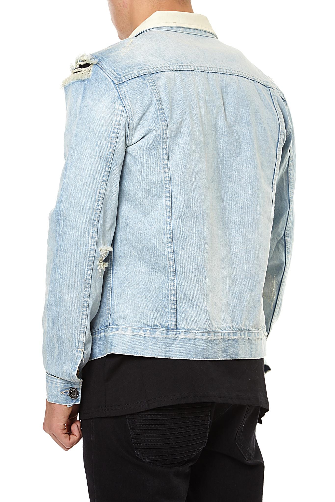 Denim Jacket Distressed. Light Blue - Etsy