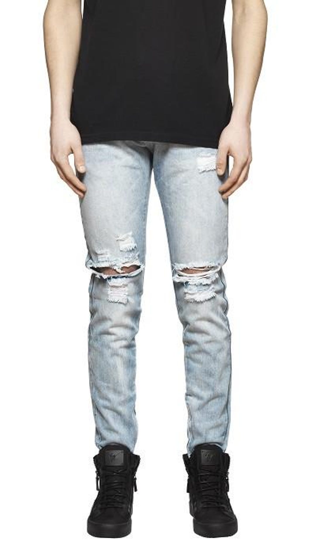 Essential Destroyed Denim - Light Blue - Etsy