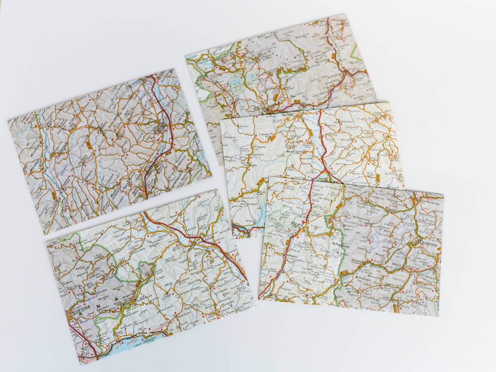 Set of 5 Repurposed Map Envelopes 125x18cm Handcrafted | Etsy