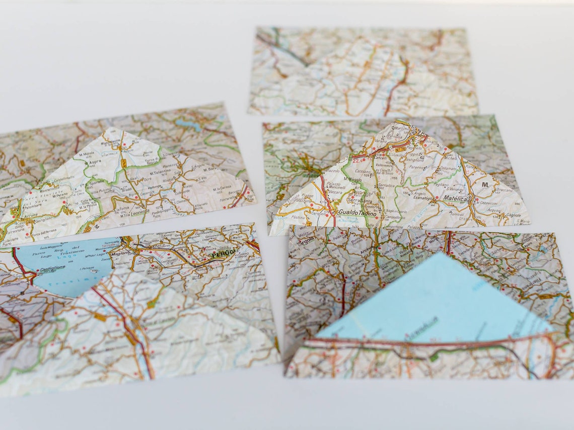 Set of 5 Repurposed Map Envelopes 125x18cm Handcrafted | Etsy