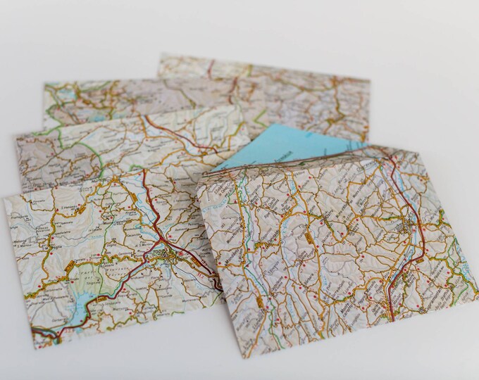 Set of 5 Repurposed Map Envelopes 125x18cm Handcrafted - Etsy