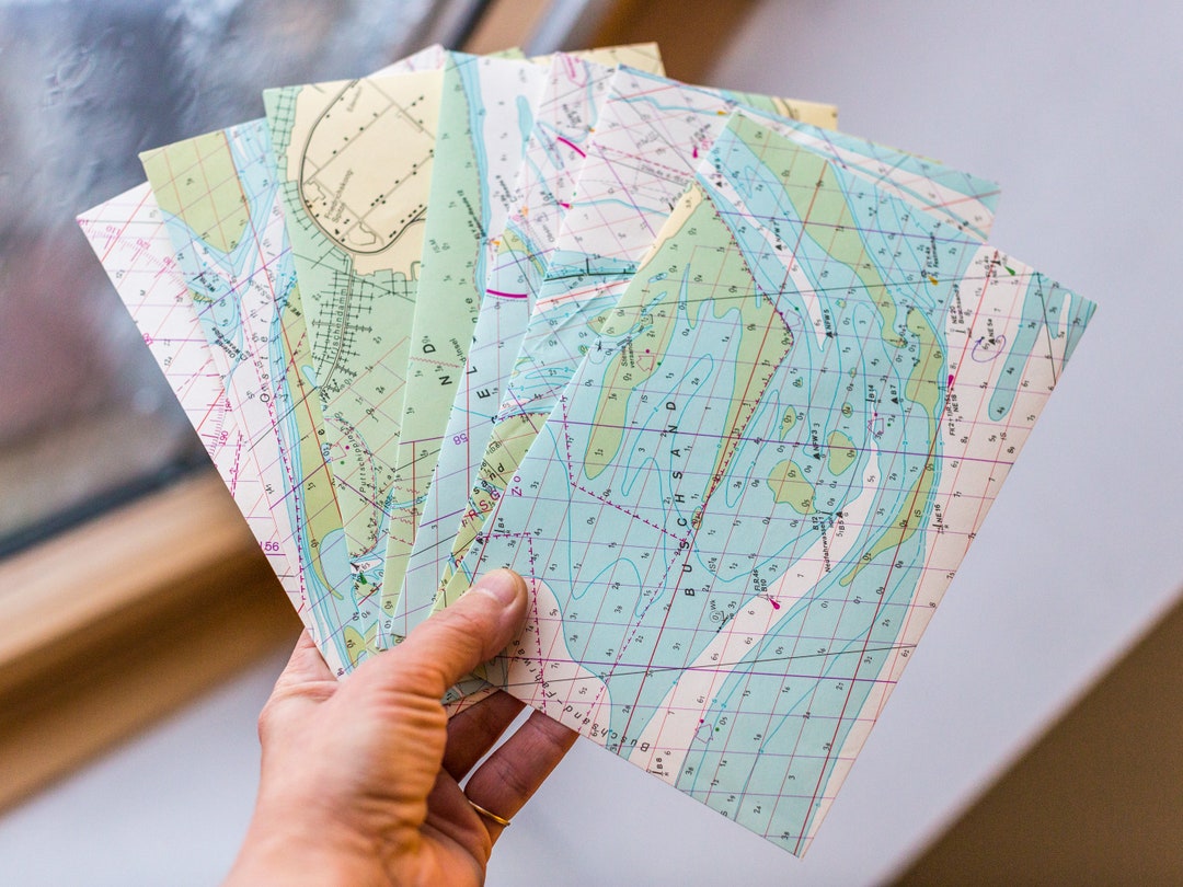 Repurposed Paper Navigation Map Envelopes Mouth of Elbe River - Etsy