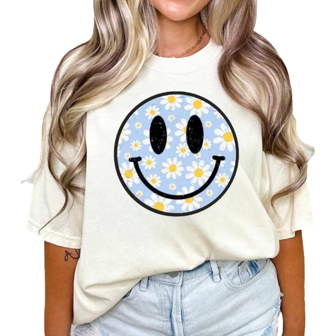 Smiley Face Tees Various Styles/colors Youth/adult Daisy Smiley Face - Etsy