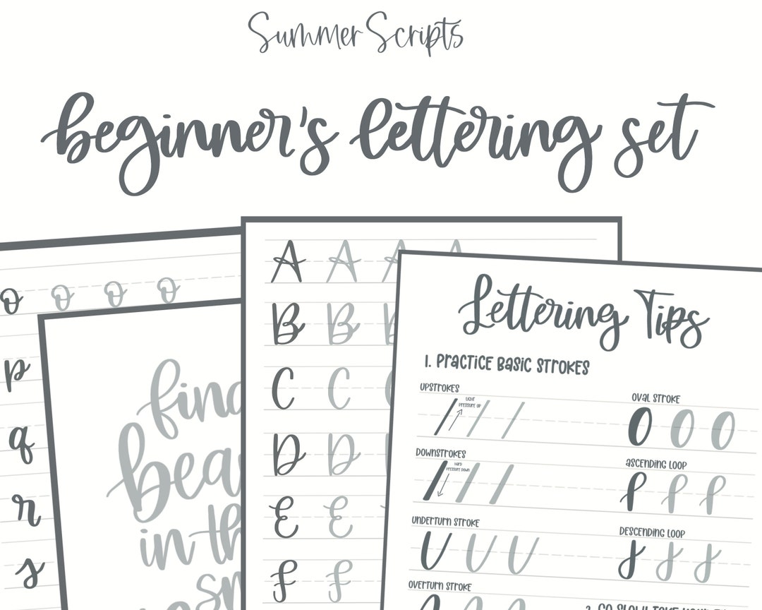 Digital/printable Hand Lettering Workbook | Uppercase, Lowercase, and ...