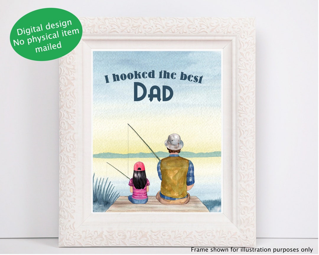 Custom Art for Father's Day, Dad, Digital Artwork, Fishing, Card ...
