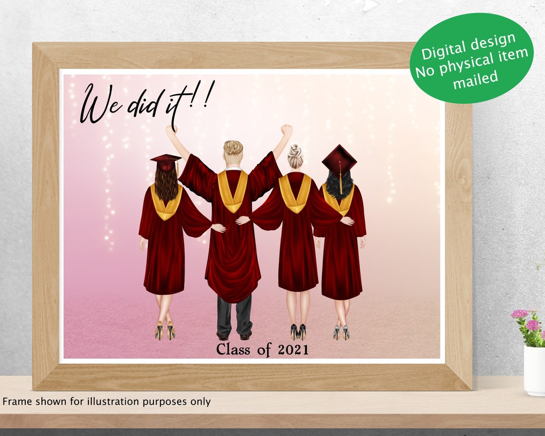 Personalized Group Graduation Digital Portrait, Seniors, Class of 2025 ...