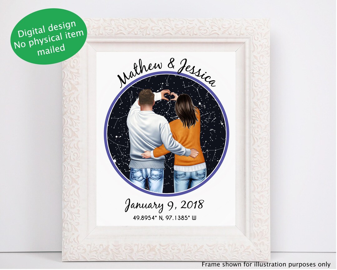 Custom Couple Star Map - Personalized Night Sky, Special Date, Romantic ...