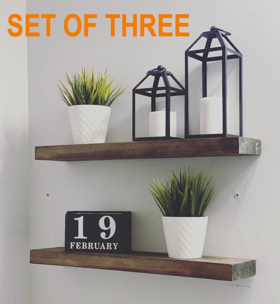 SET OF THREE Solid 8inch Depth Shelf Floating Shelves - Etsy