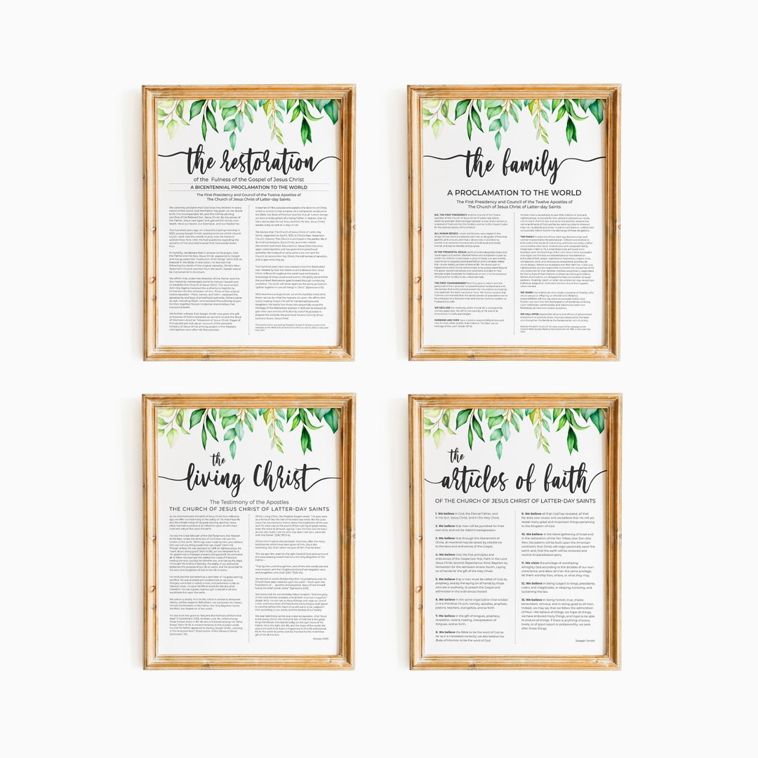 Physical Green Foliage LDS PRINTS Family Proclamation - Etsy