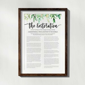 Physical Green Foliage LDS PRINTS Family Proclamation - Etsy