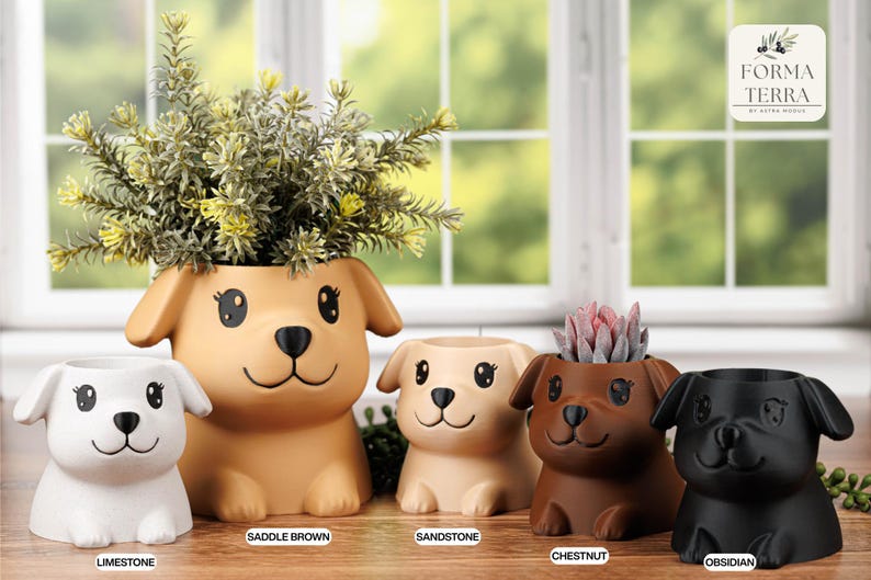 Puppypot Dog Planter Pack of 2 - for Succulent Herbs or Gifts for Pet ...