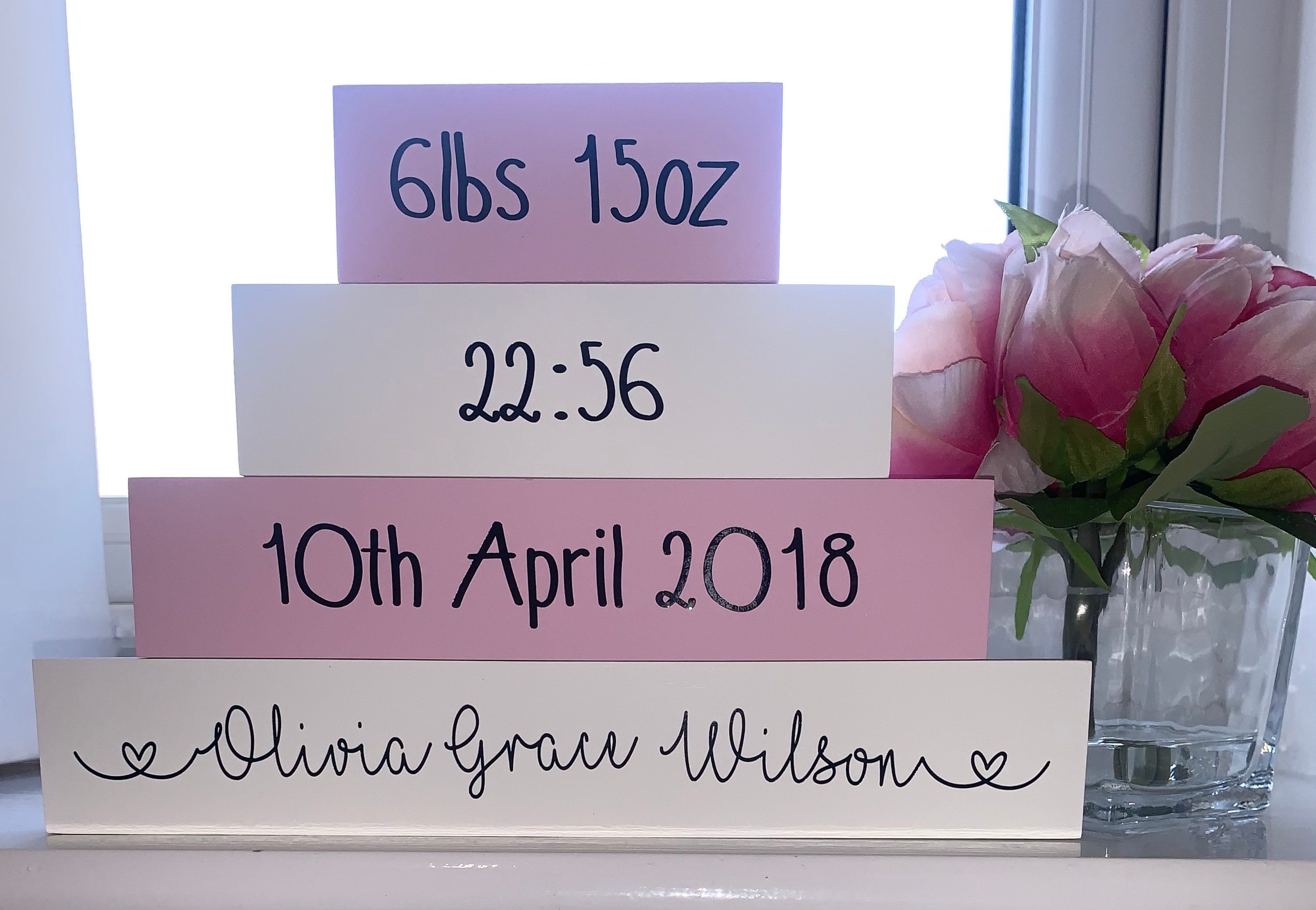 Personalised Stackable Baby Name Blocks. New Baby Gift, Nursery Decor ...